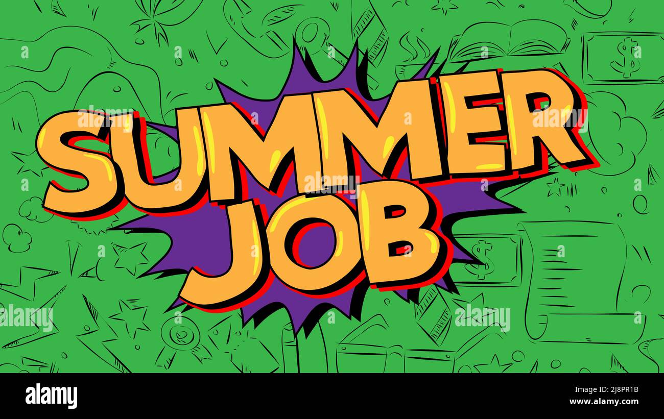 Summer Job. Word written with Children's font in cartoon style Stock ...