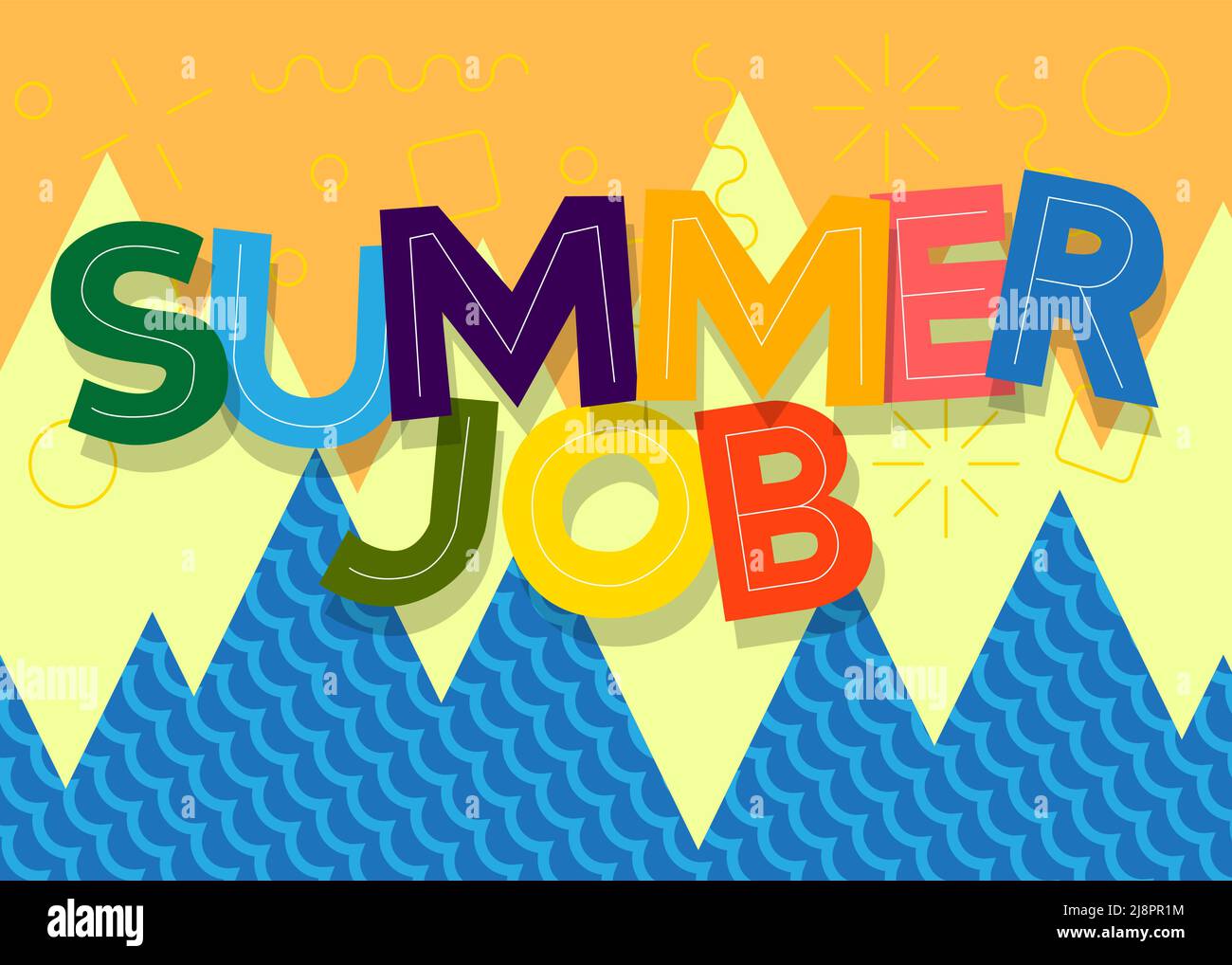 Summer Job. Word written with Children's font in cartoon style Stock ...