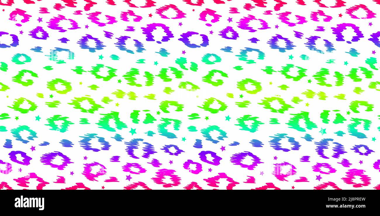 Neon leopard seamless pattern. Rainbow-colored spotted background ...