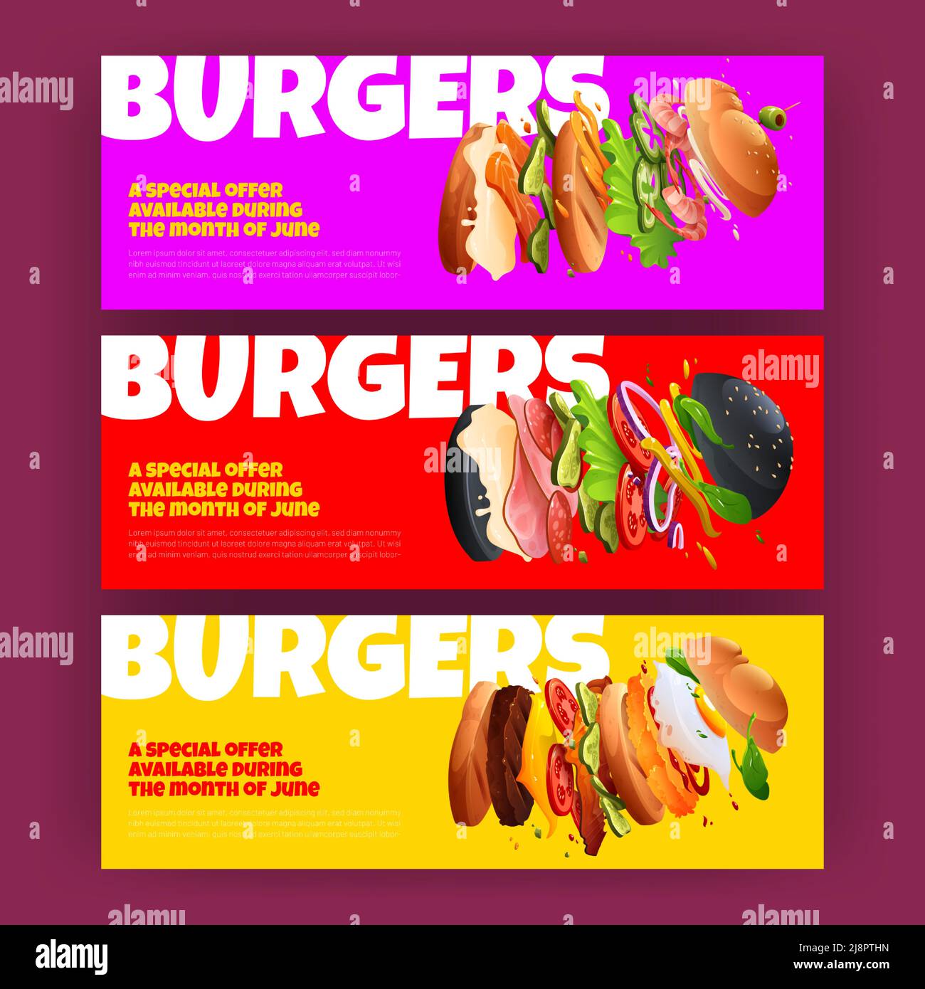 Burger special offer posters. Discount flyers for fast food restaurant ...