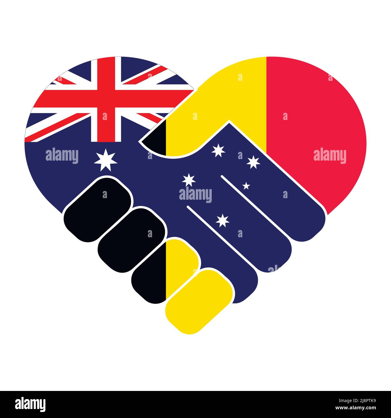 Handshake symbol in the colors of the national flags of Australia and ...