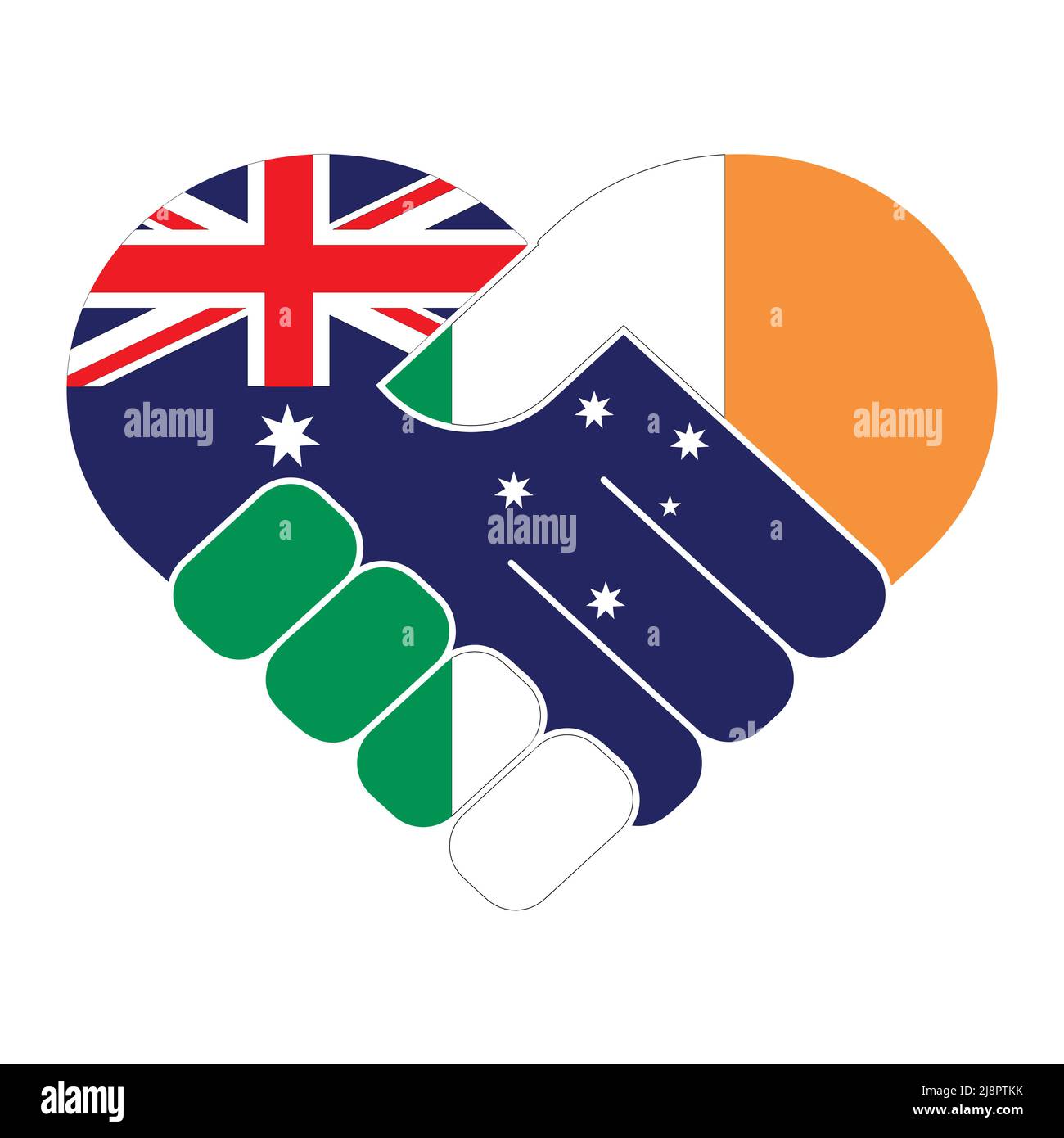 Handshake symbol in the colors of the national flags of Australia and ...
