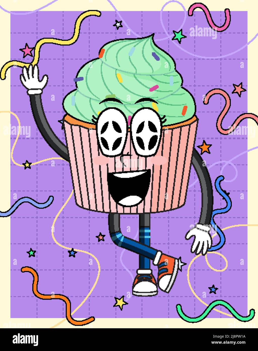 Funny cupcake cartoon character illustration Stock Vector Image & Art ...