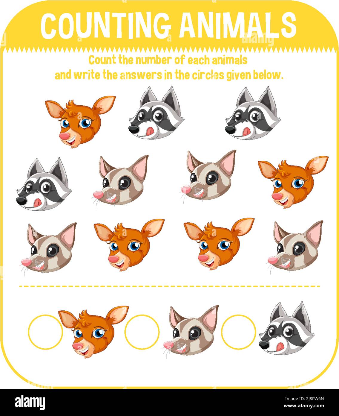 Worksheet design for counting animals illustration Stock Vector Image ...