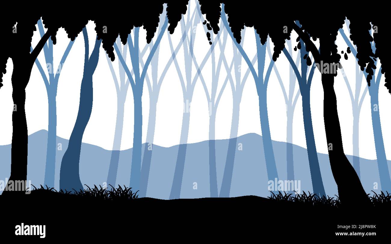 Silhouette shadow of forest scene illustration Stock Vector Image & Art ...