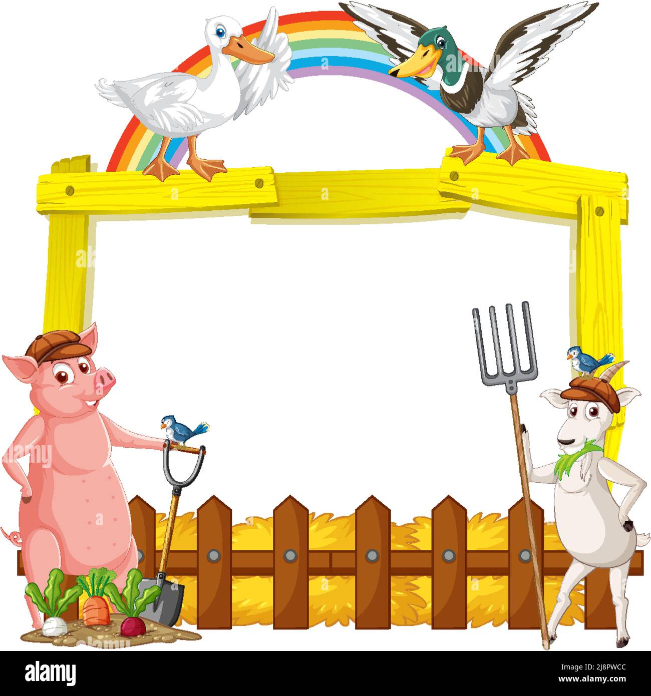 Sign board with animal farm on white background illustration Stock ...