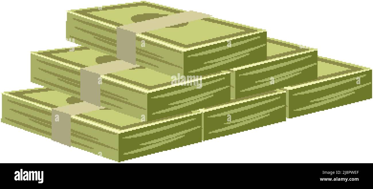 Money banknotes stack in cartoon style illustration Stock Vector Image ...