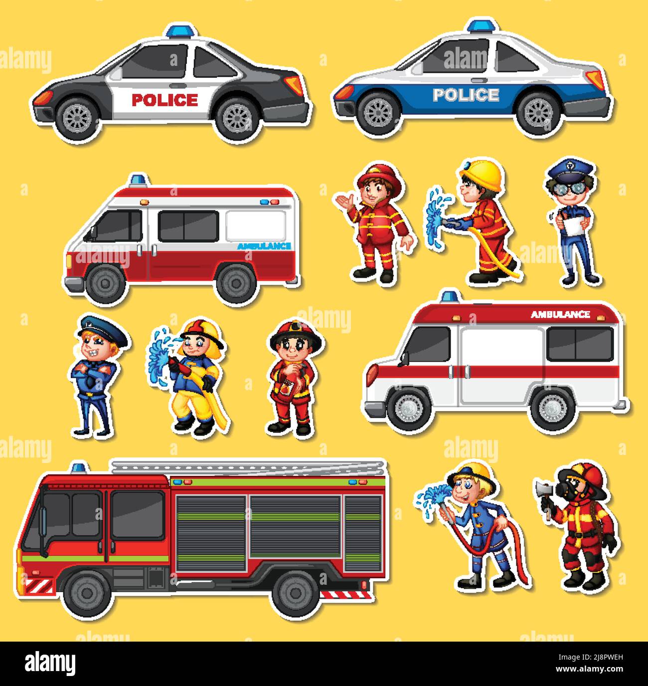 Sticker set of professions characters and objects illustration Stock ...