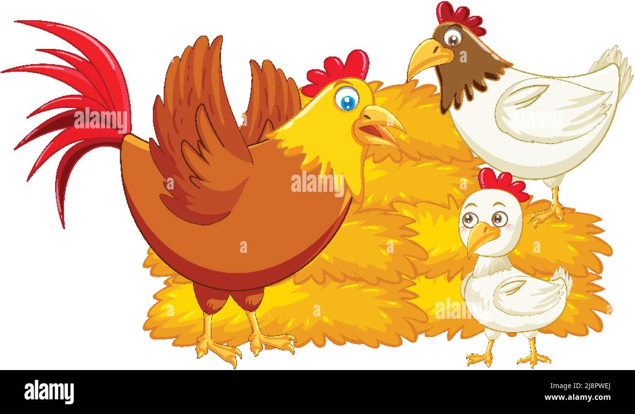 Mother chicken and her baby cartoon animals illustration Stock Vector ...