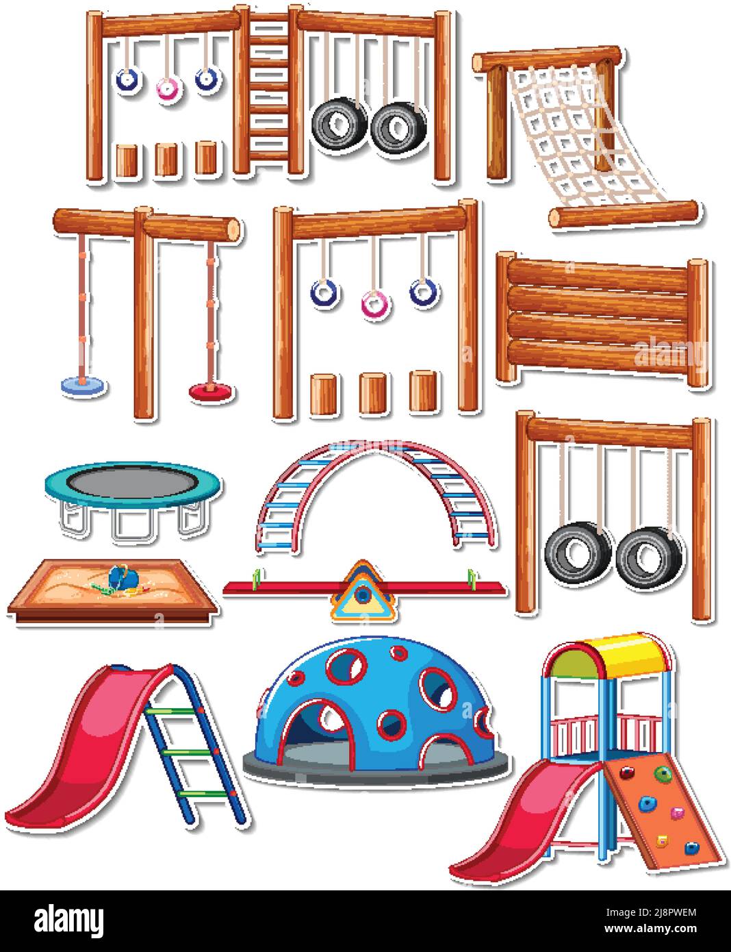 Sticker pack of playground objects illustration Stock Vector Image ...