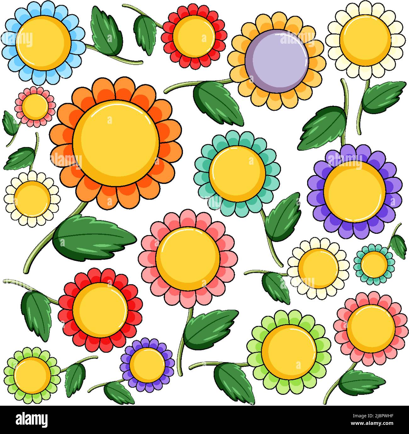 Colorful flowers on white background illustration Stock Vector Image ...