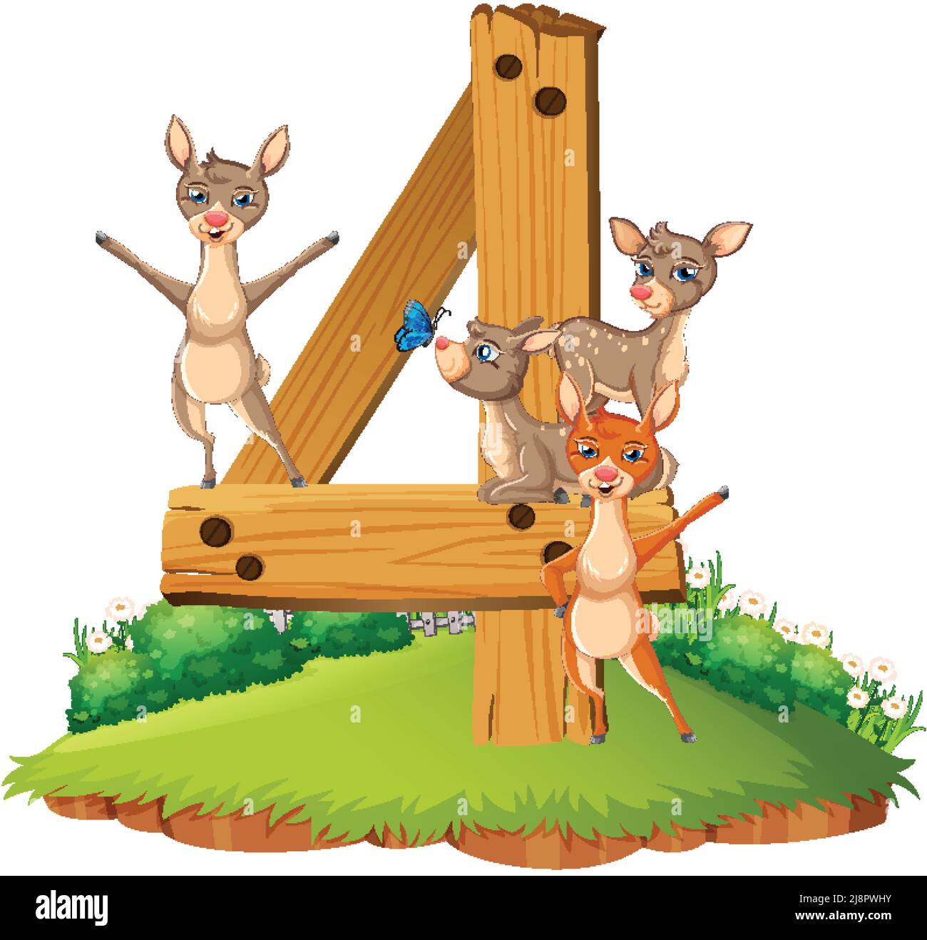 Four deers attached to number four illustration Stock Vector Image ...