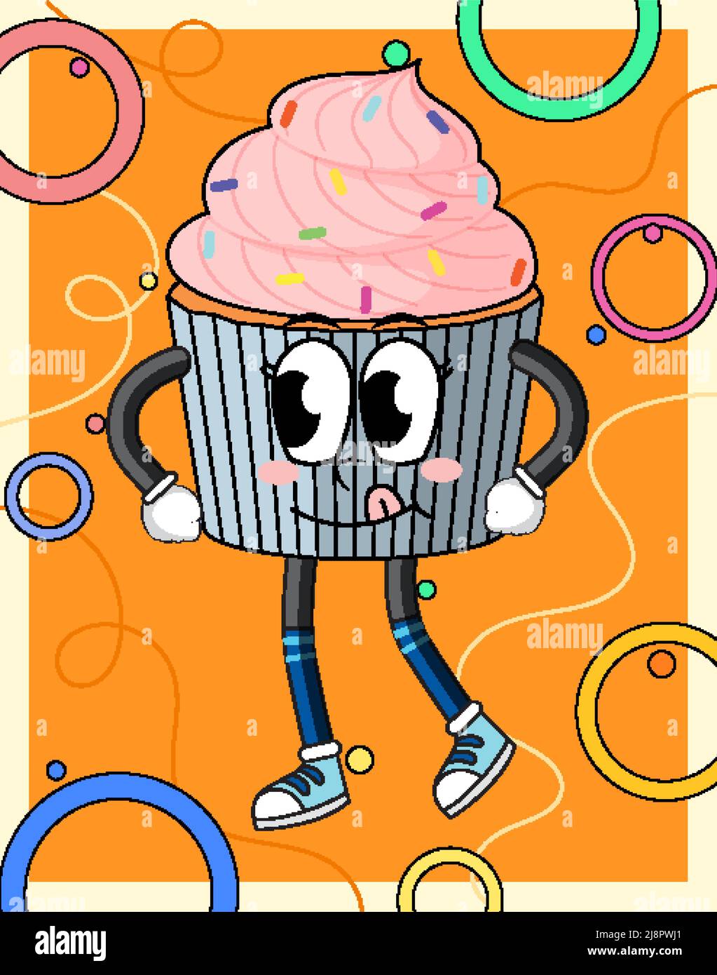 Funny cupcake cartoon character illustration Stock Vector Image & Art ...