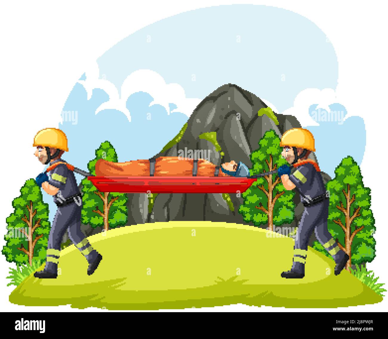 Rescue using stretcher in forest illustration Stock Vector Image & Art ...