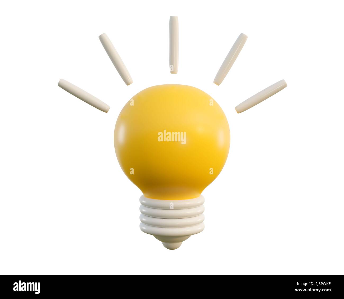 3d yellow bulb icon. Concept of new idea, innovation, energy or ...