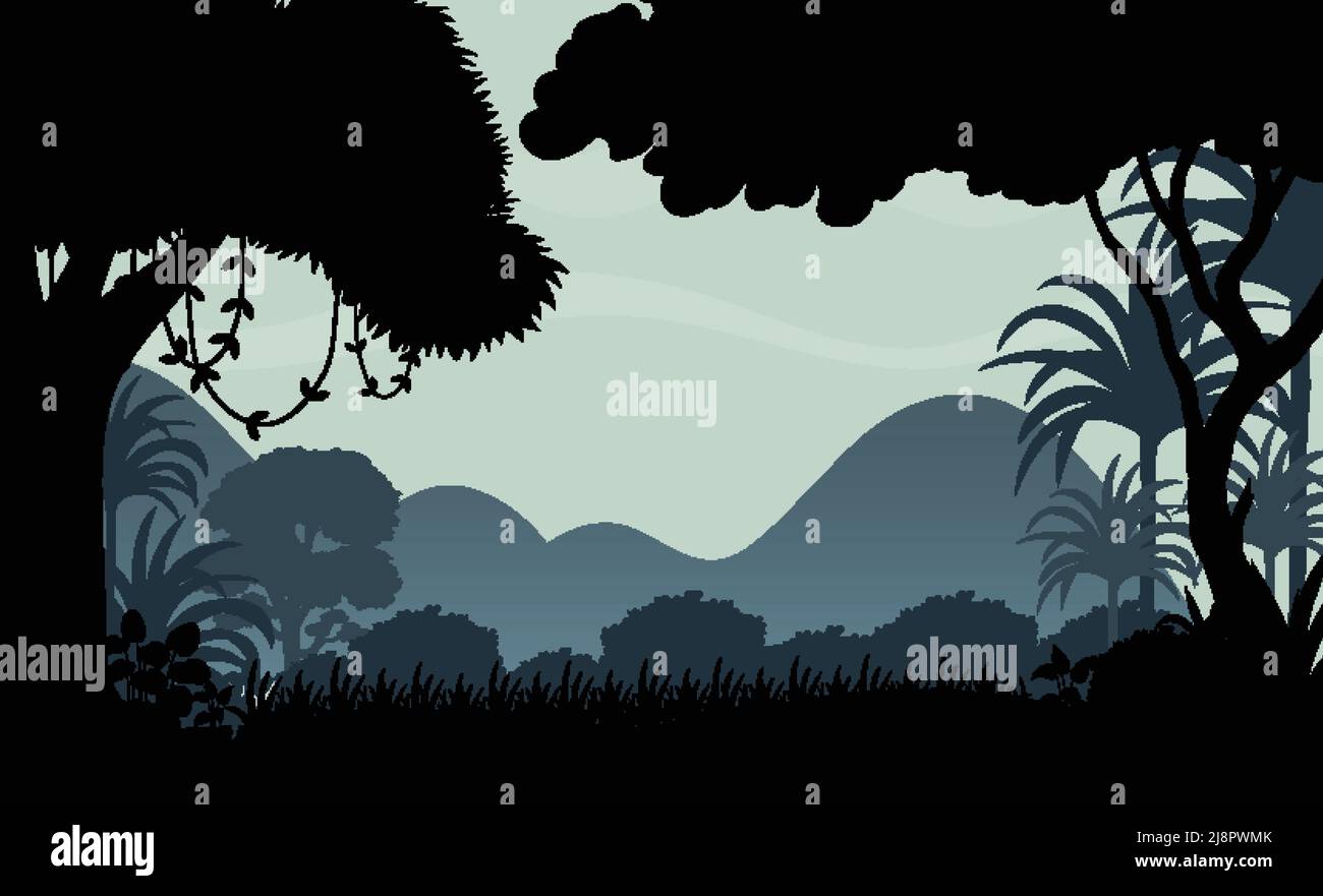 Silhouette shadow of forest scene illustration Stock Vector Image & Art ...