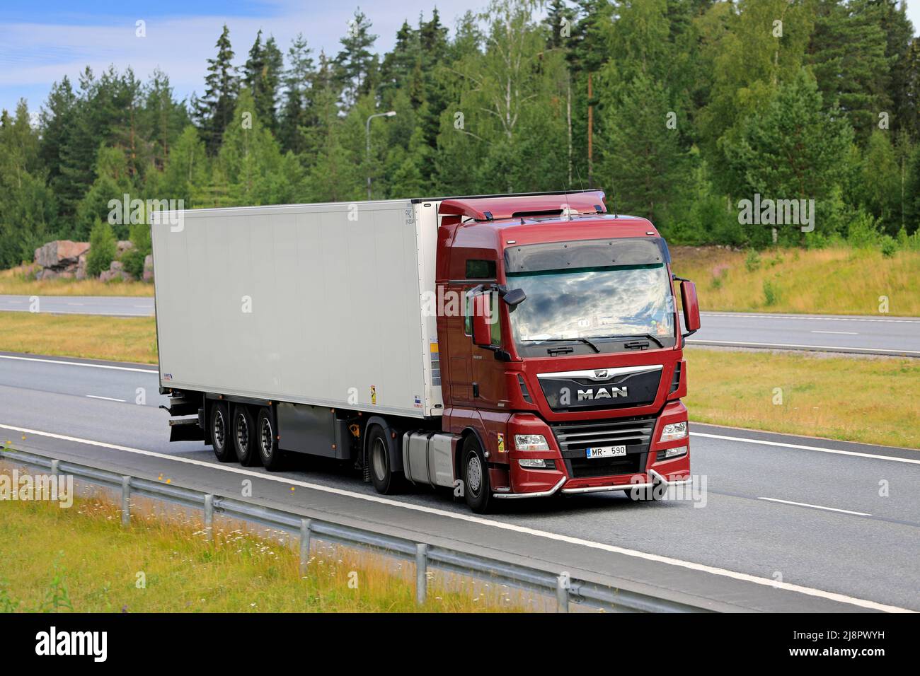 Red MAN TGX 18.510 truck semi FRC trailer for temperature controlled ...