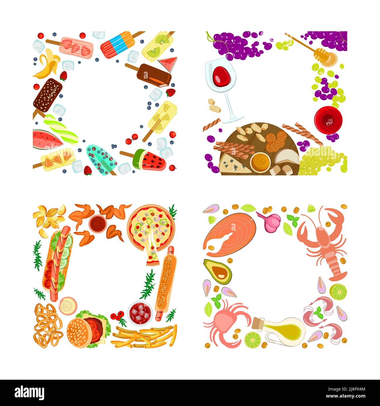 Set of frame from different colorful food Stock Photo - Alamy