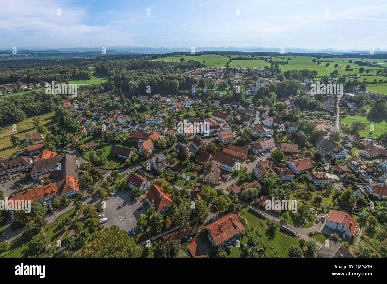 Aerial view to Irsee near Kaufbeuren Stock Photo - Alamy