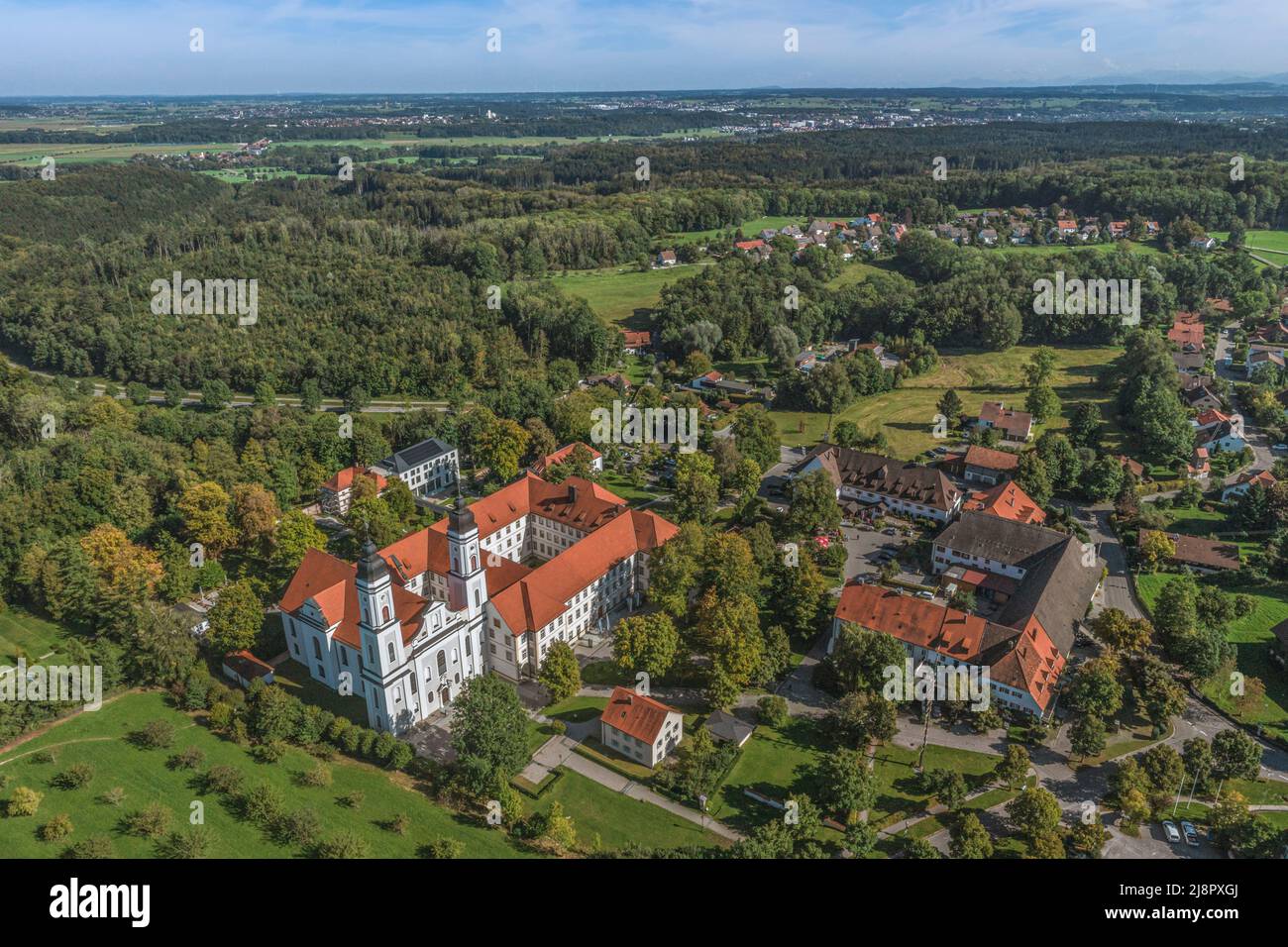 Aerial view to Irsee near Kaufbeuren Stock Photo - Alamy