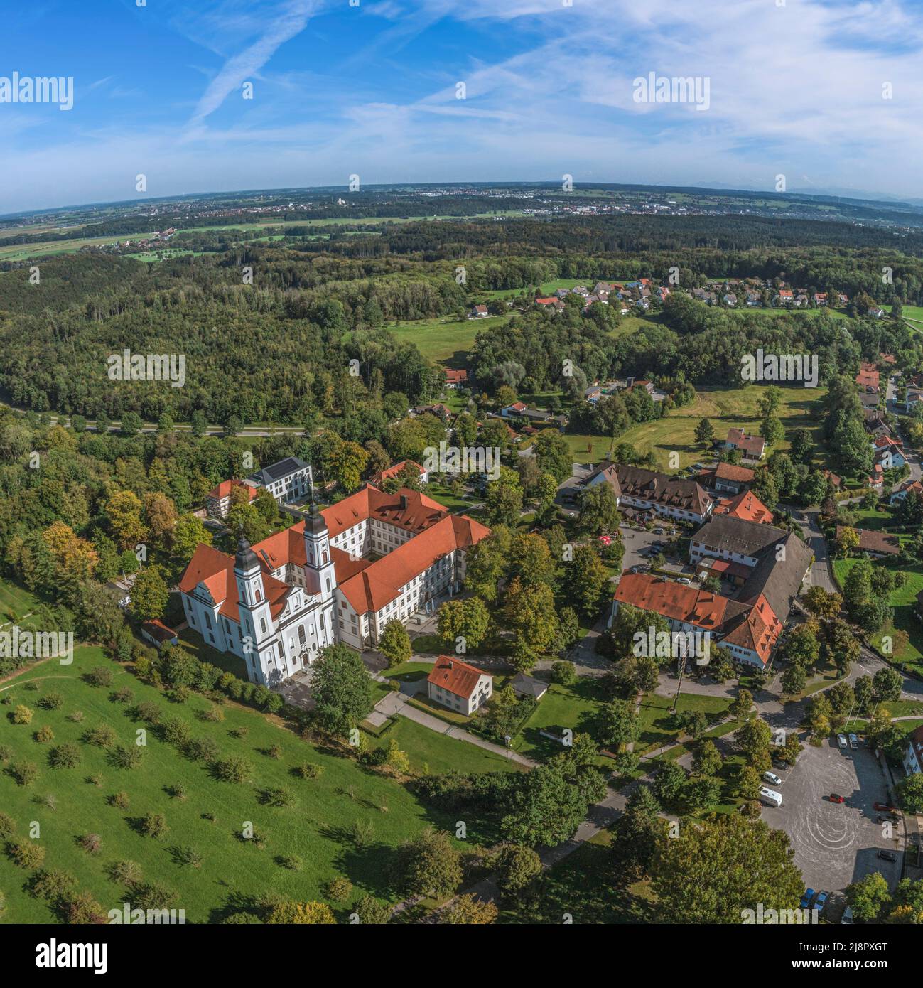Aerial view to Irsee near Kaufbeuren Stock Photo - Alamy