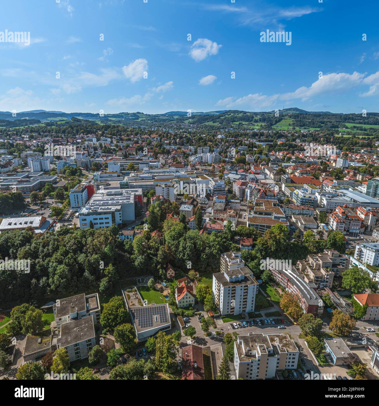 Aerial view to Kempten, central town in the Allgäu Stock Photo - Alamy