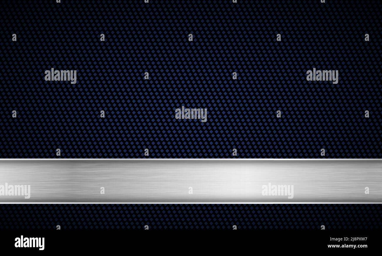 Dark blue background. Navy blue carbon fiber texture with steel metal ...