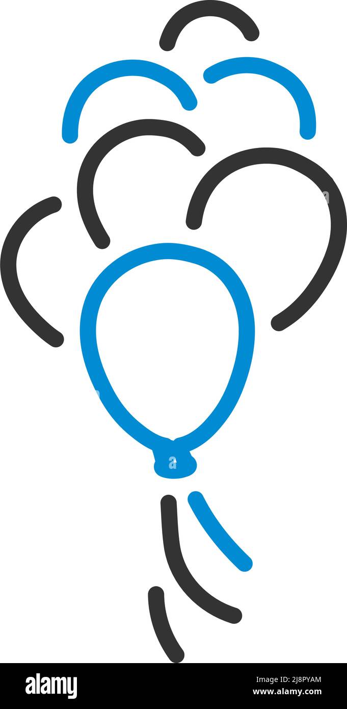 Party Balloons And Stars Icon. Editable Bold Outline With Color Fill ...