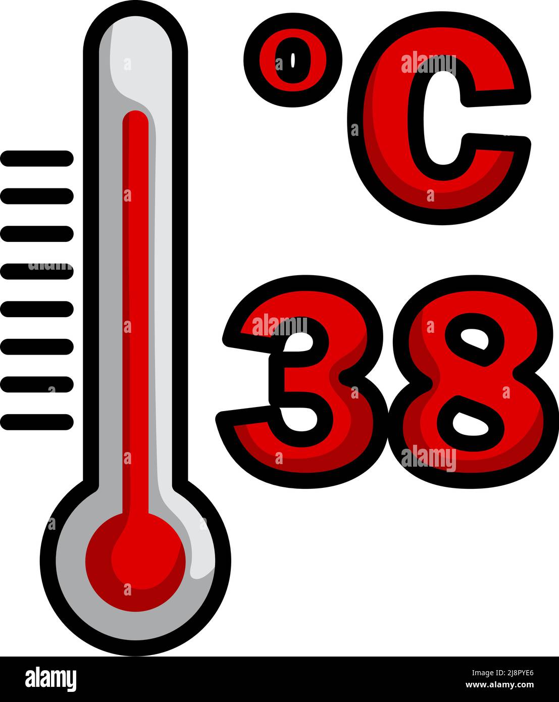 High Temperature Icon. Editable Bold Outline With Color Fill Design ...