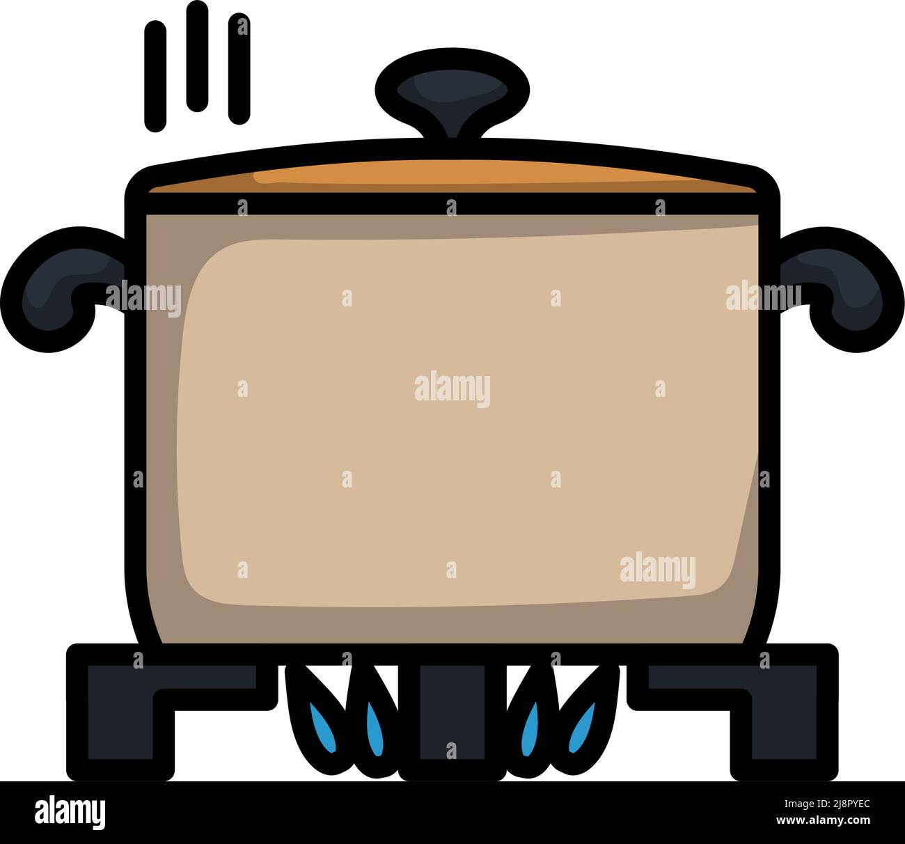 Boiling Pot Icon. Editable Bold Outline With Color Fill Design. Vector ...