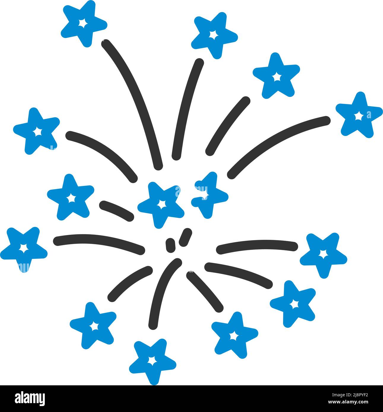 Fireworks Icon. Editable Bold Outline With Color Fill Design. Vector ...