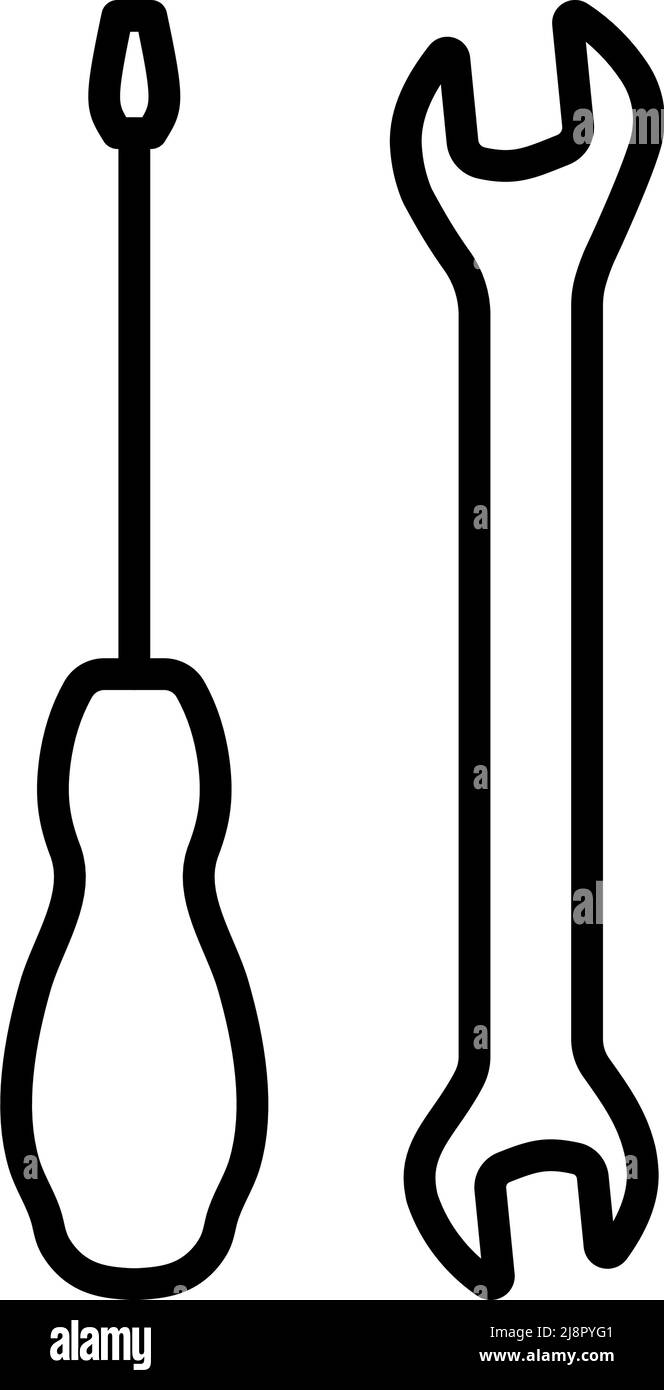 Wrench And Screwdriver Icon. Bold outline design with editable stroke ...