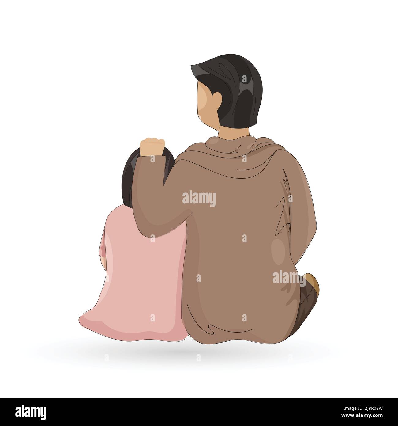 Father daughter back view Stock Vector Images - Alamy