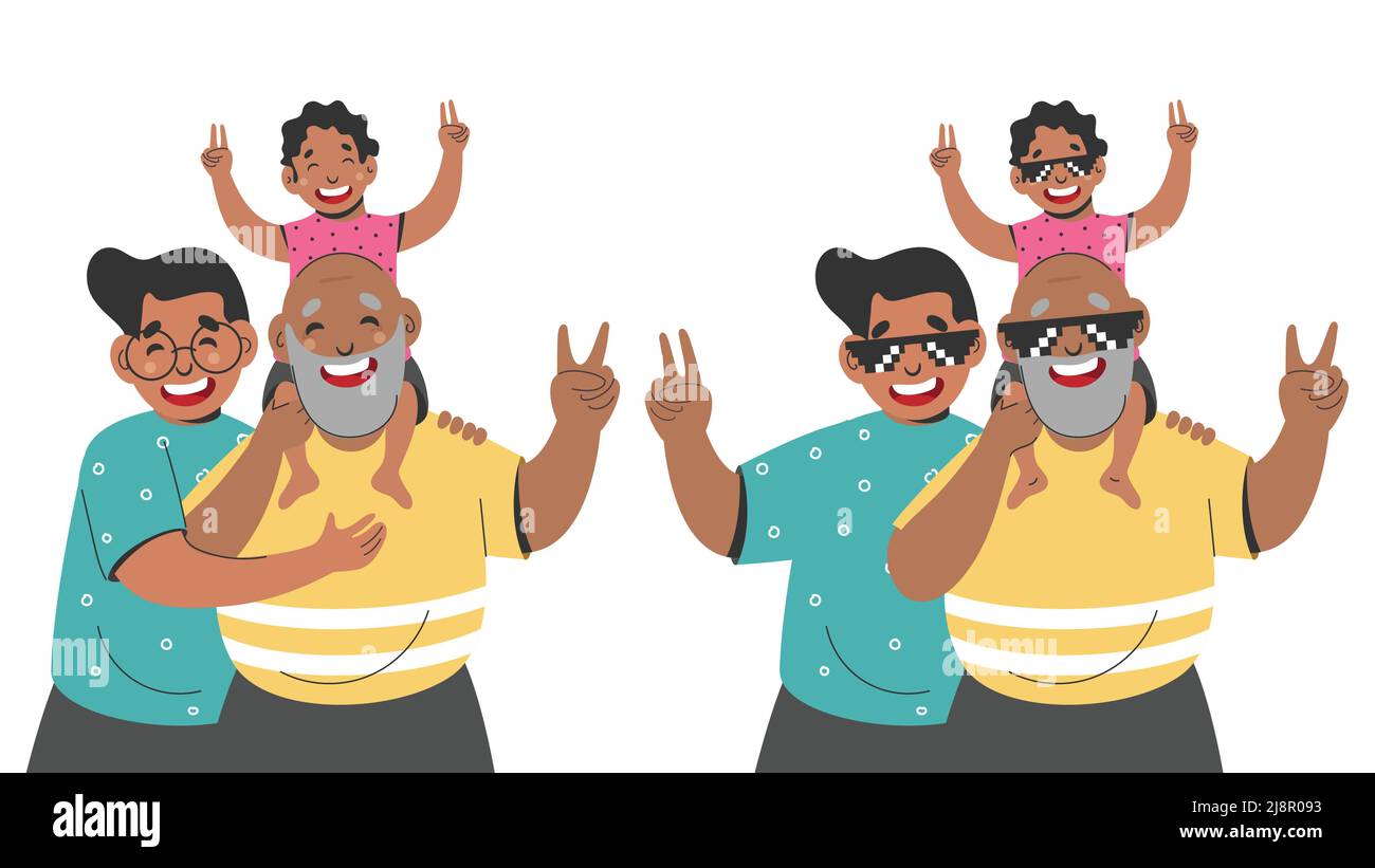 Grandfather father grandson standing together Stock Vector Images - Alamy