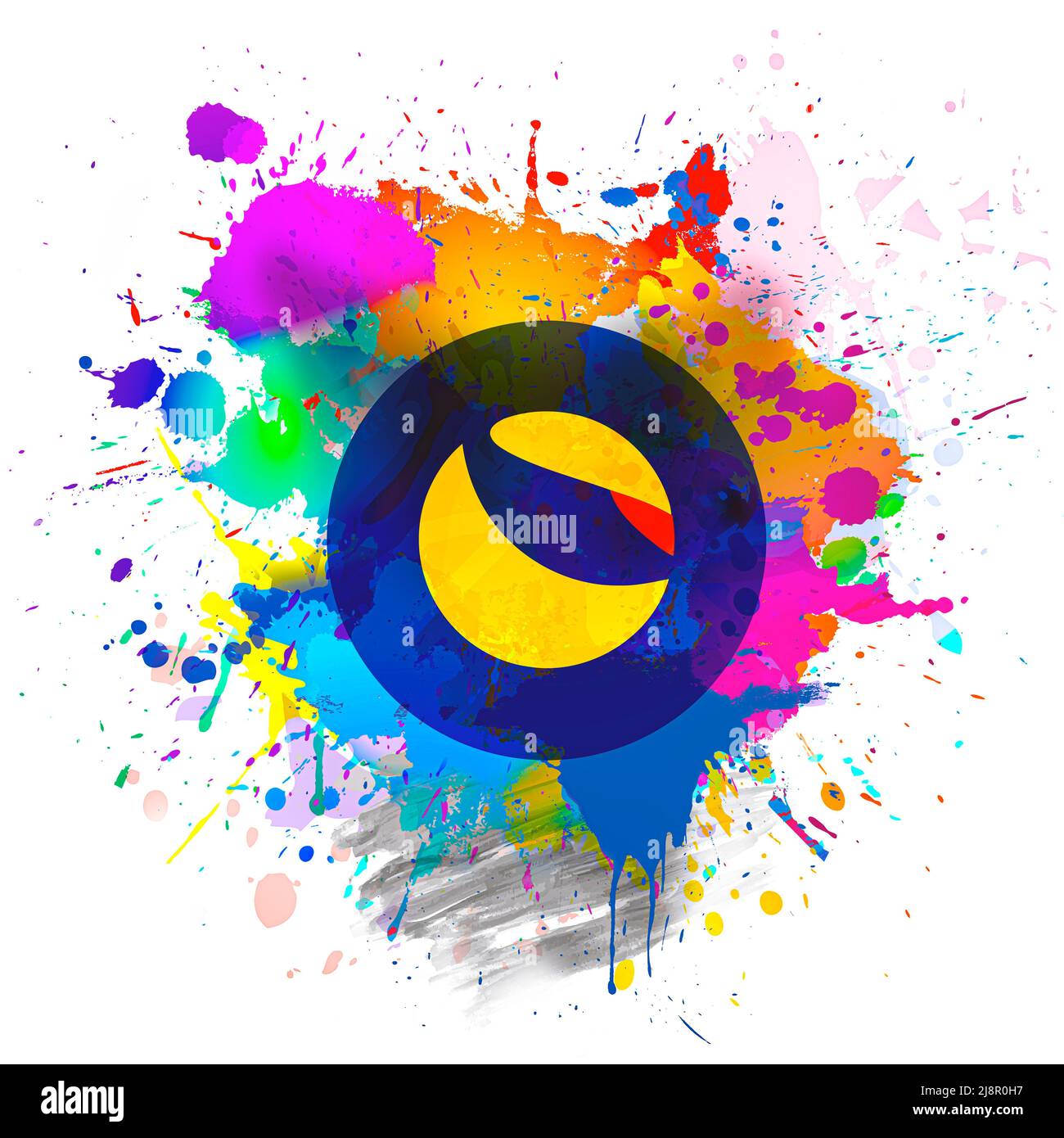 3D rendering cryptocurrency tera luna coin on colorful background ...