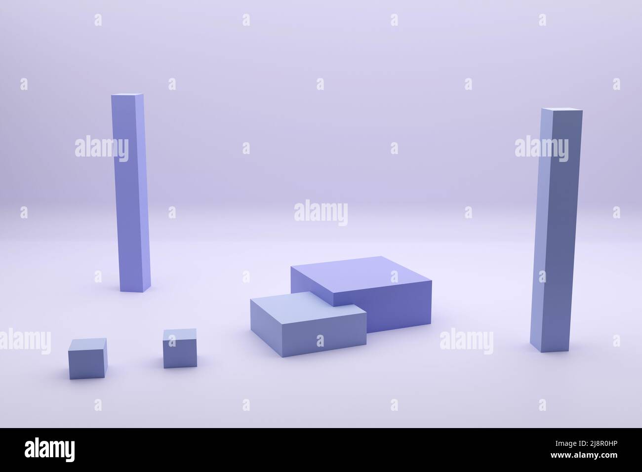 Abstract minimal scene with geometrical forms. Column podiums in bright ...