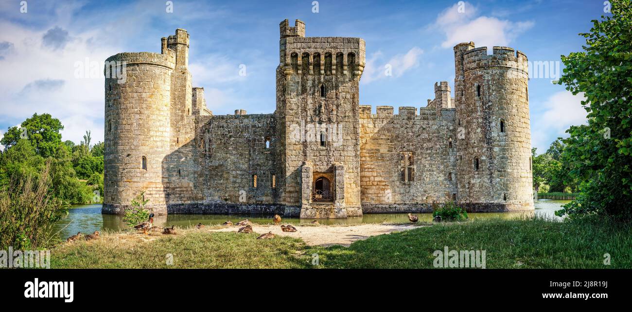Robertsbridge, United Kingdom - July 9, 2013: Moated castle Bodiam near ...