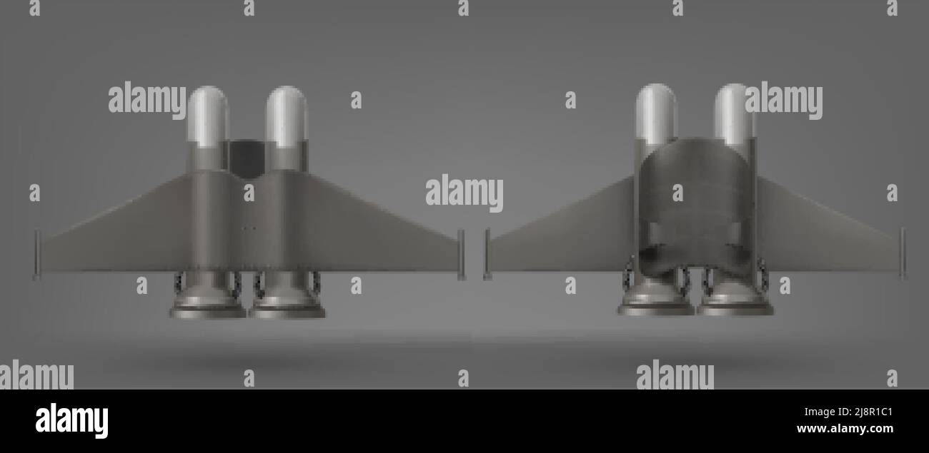 Jetpack top and bottom view, isolated 3d vector device for flying. Jet ...