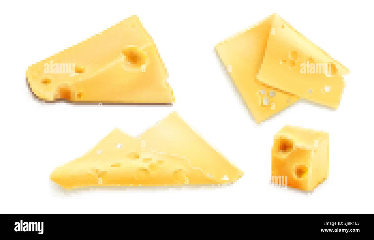 Cheese 3d realistic vector illustration. Triangle, cube or chunk and ...