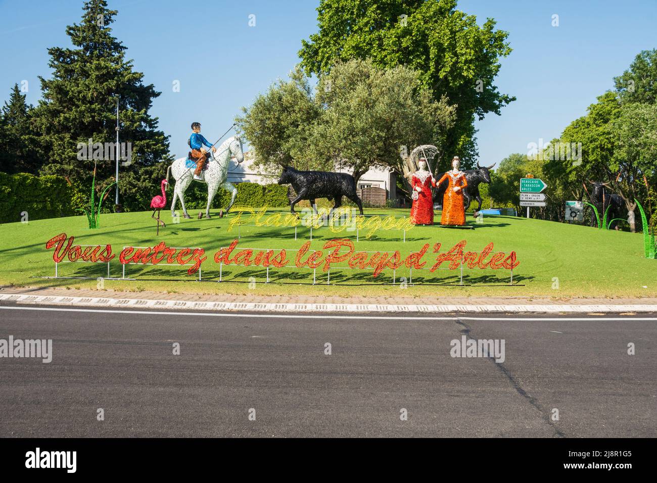 Traffic roundabout in France with artworks Stock Photo - Alamy