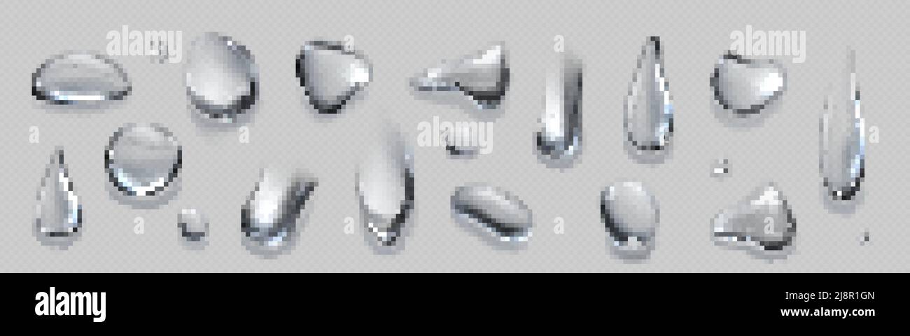 Clear water drops, dew or dripping rain droplets isolated on ...