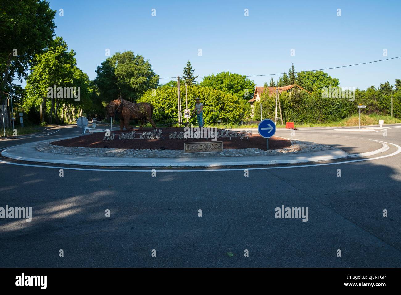 Traffic roundabout in France with artworks Stock Photo - Alamy