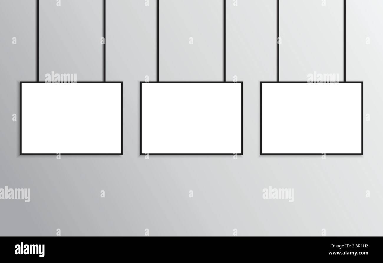 Posters mockup black frame in A4 size landscape orientation Stock ...