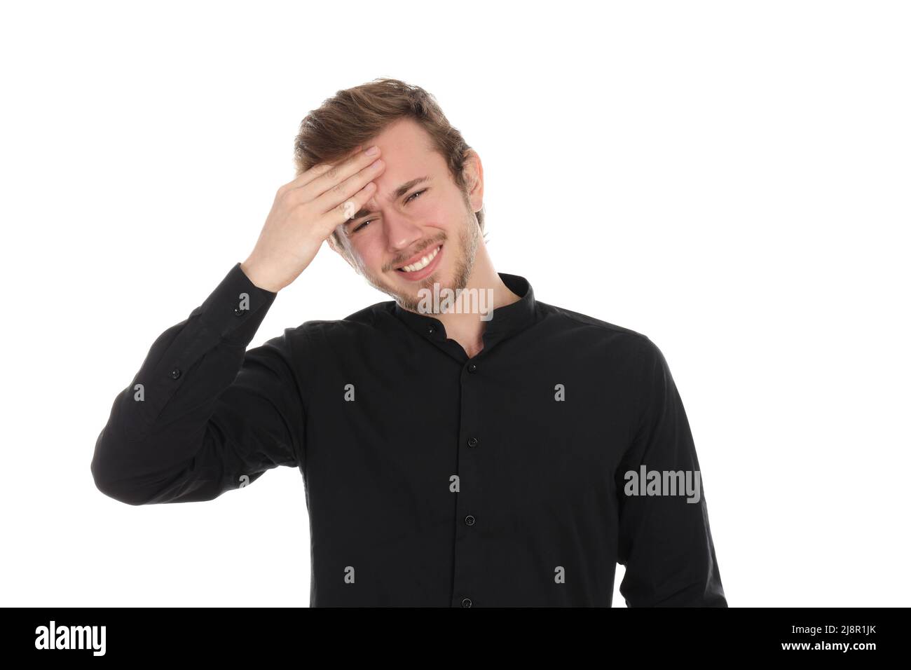 Concept of people, young man isolated on white background Stock Photo ...