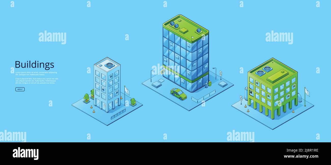 Poster of modern city buildings. Vector horizontal banner of urban ...