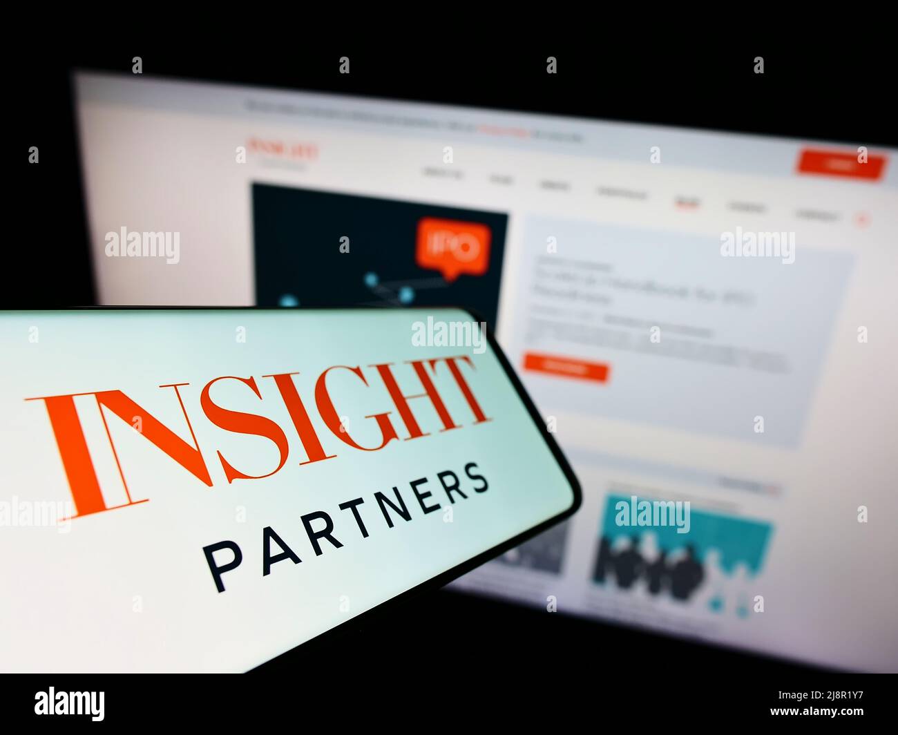 Smartphone with logo of American investment company Insight Partners on ...
