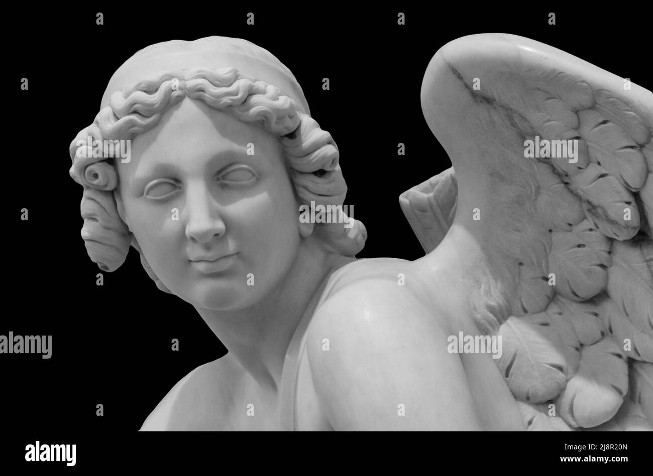 White angel of death against black isolated background as a symbol of ...