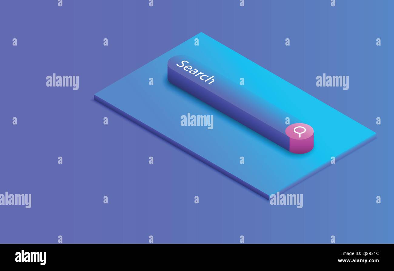 Search bar magnifying glass isometric view Stock Vector Image & Art - Alamy