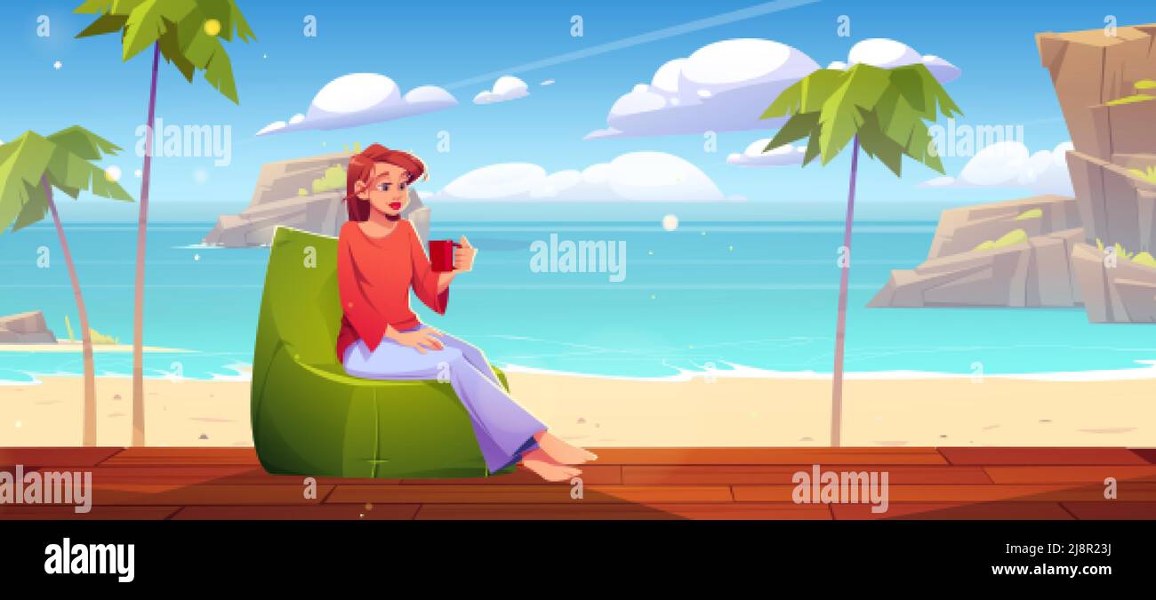 Girl on veranda Stock Vector Images - Alamy