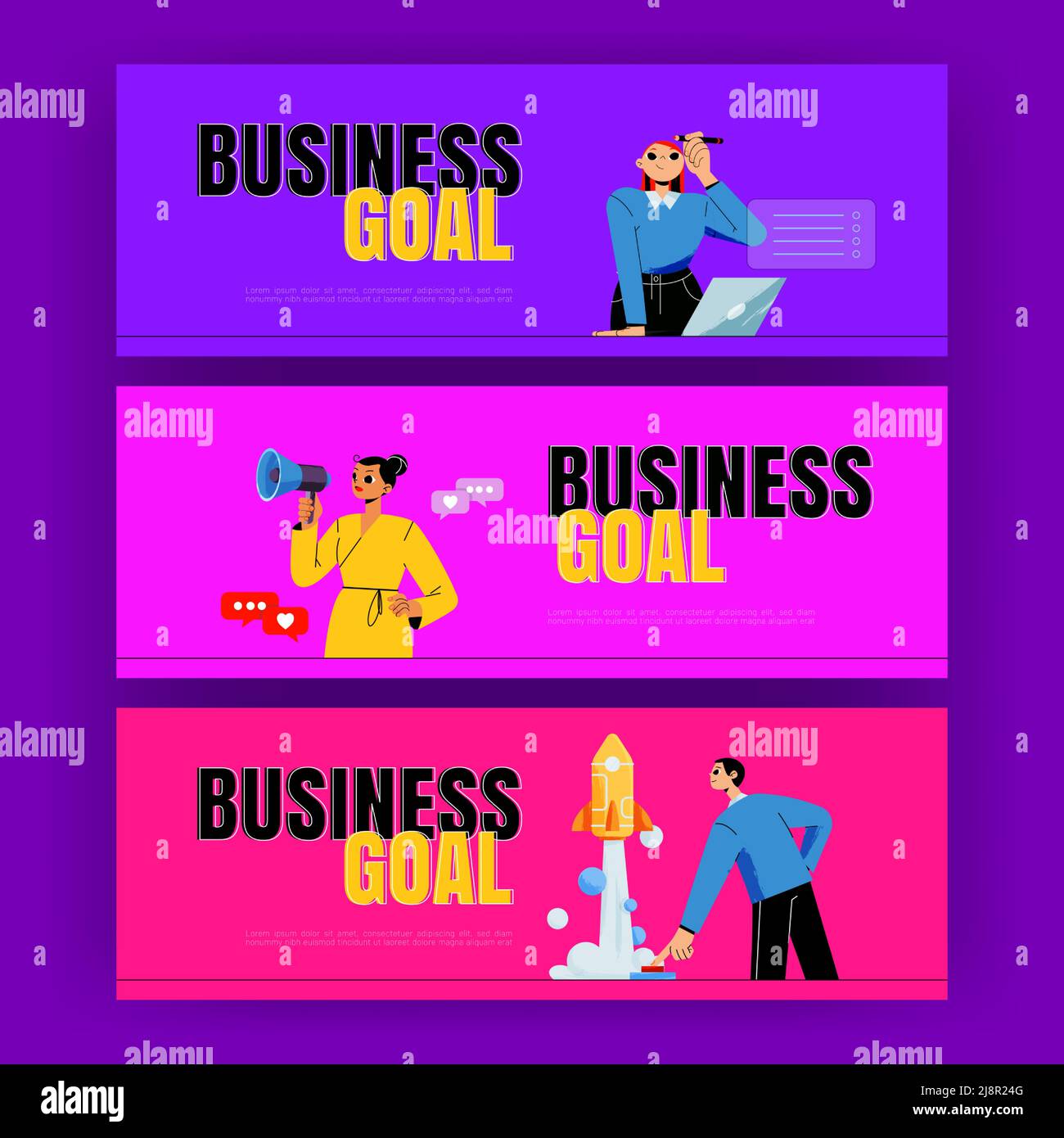 Business goals posters. Concept of marketing and work strategy for ...